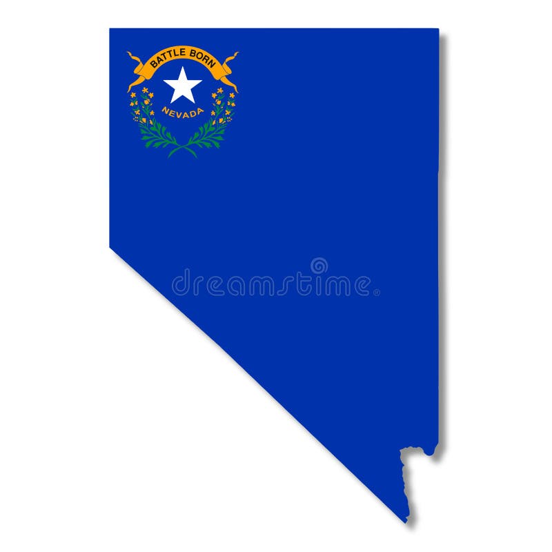 Nevada State Flag Map Illustration with Clipping Path Stock ...