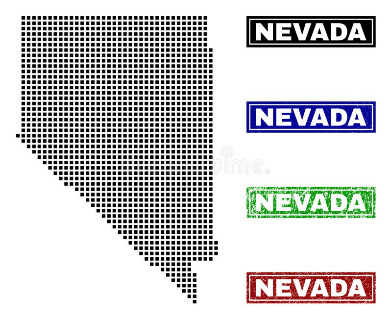 Nevada State Map in Dot Style with Grunge Name Stamps Stock Vector ...