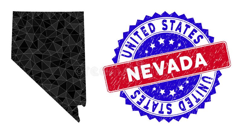 Nevada State Map Triangle Mesh and Distress Bicolor Stamp Seal Stock ...