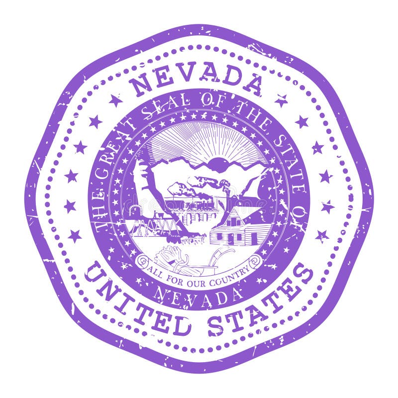 Nevada State Stamp with Seal, USA Travel Stamp, Shabby Postmark of ...