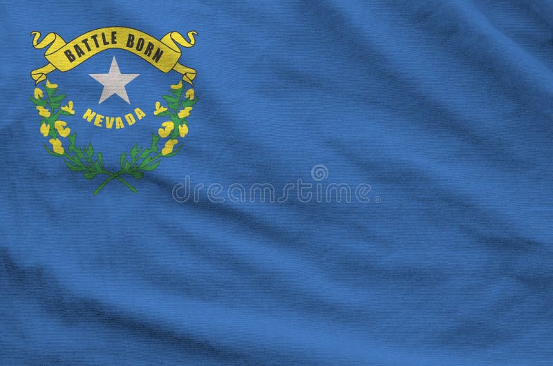 Nevada US State Flag Depicted on Folded Wavy Fabric of Old Cloth Stock ...