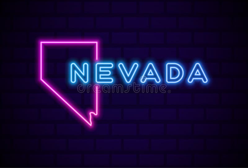 Nevada US State Glowing Neon Lamp Sign Realistic Vector Illustration ...