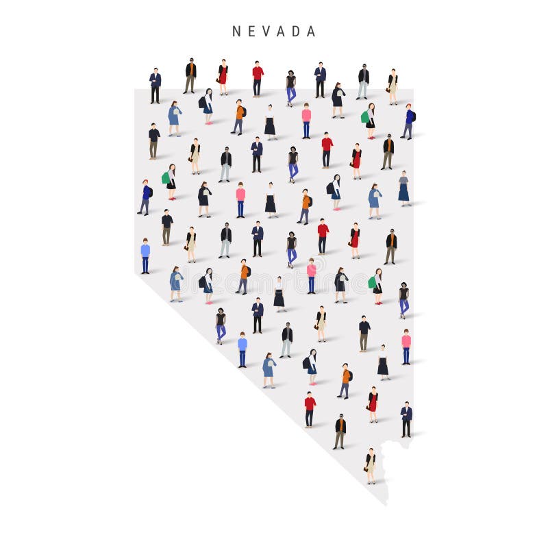 Nevada US State Population Map. Large Group of People. Flat Vector ...