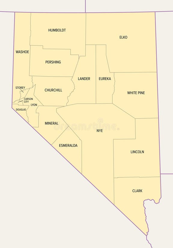 U.S. State of Nevada, Subdivided into 16 Counties and Carson City ...