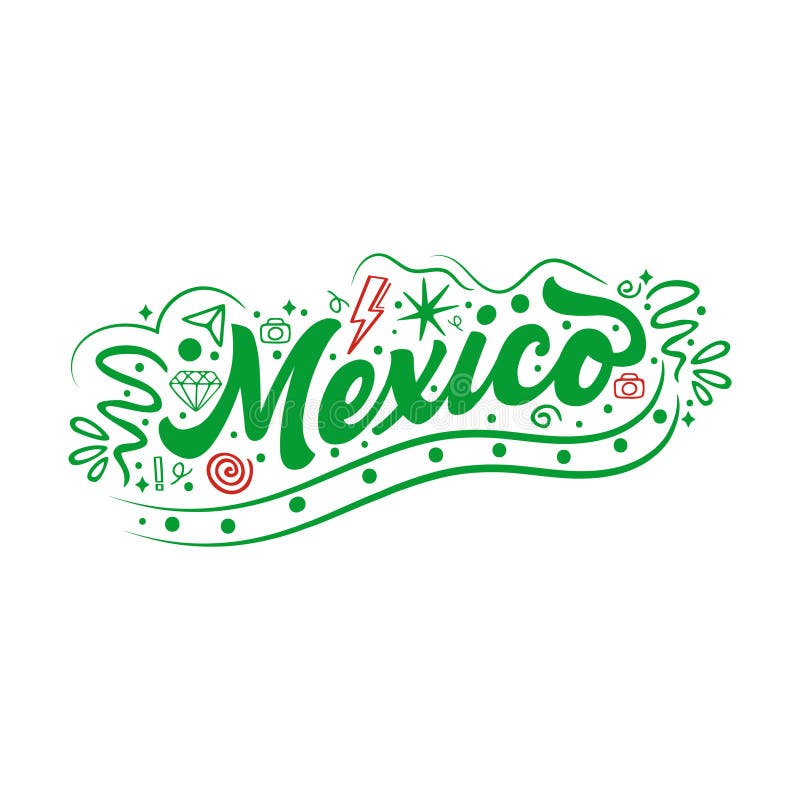 Mexico Name Country Word Text Card, Banner Script Style.Handwritten ...