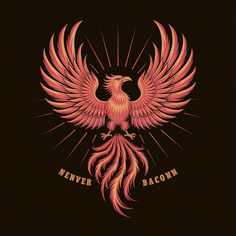 Never Back Down Rising Phoenix Design, Intense Red-orange Scheme, with ...