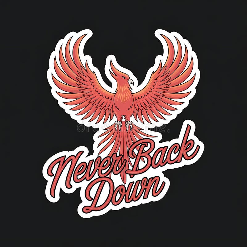 Never Back Down Rising Phoenix Design, Intense Red-orange Scheme, with ...