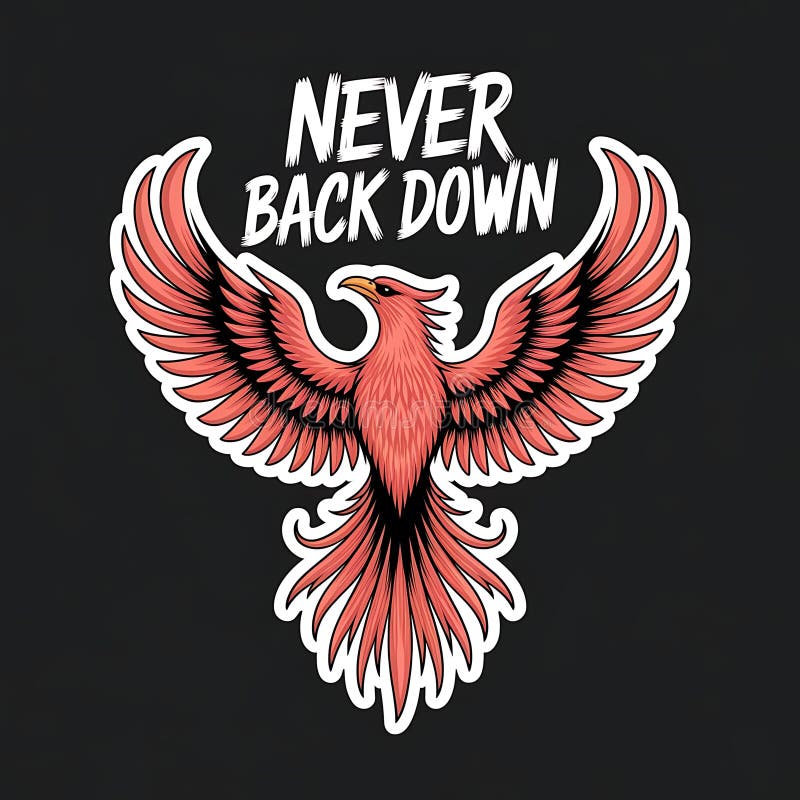 Never Back Down Rising Phoenix Design, Intense Red-orange Scheme, with ...