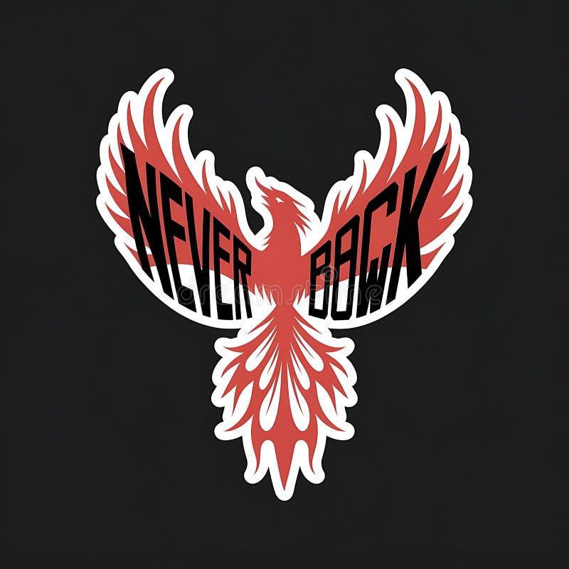 Never Back Down Rising Phoenix Design, Intense Red-orange Scheme, with ...