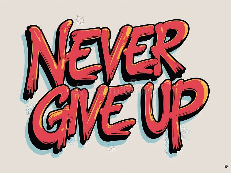 Never Give Up Motivational Graffiti Art Design Stock Illustration ...