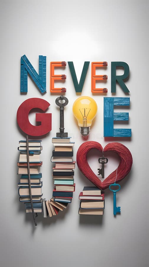 Never Give Up with Object Design Abstract Typography - Never Give Up ...