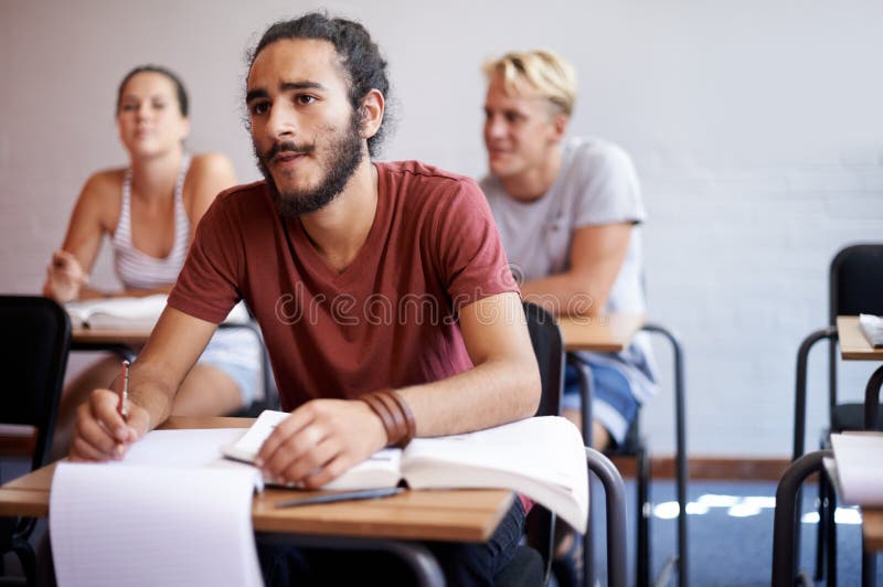 He Never Misses a Lecture. a Group of University Students Studying ...