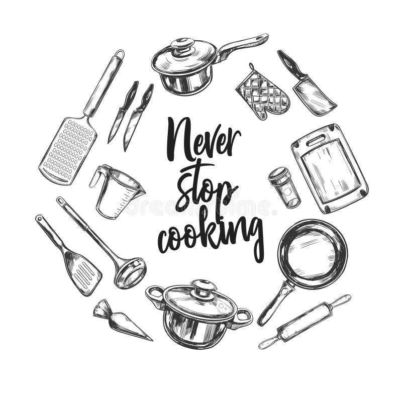 Never Stop Cooking Vector 4 Stock Vector - Illustration of chef, menu ...
