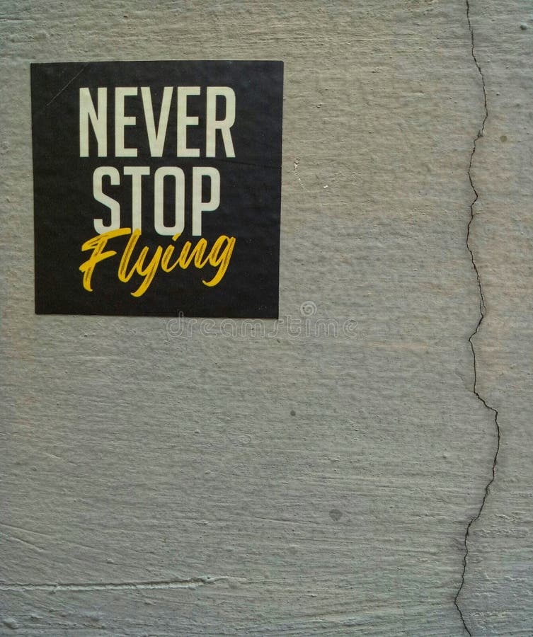 Never Stop Flying Your Dream, a Quote Sticker on a Concreat Wall Stock ...