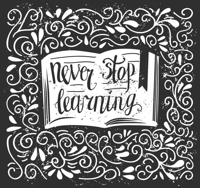 Never Stop Learning Lettering Illustration Stock Vector - Illustration ...