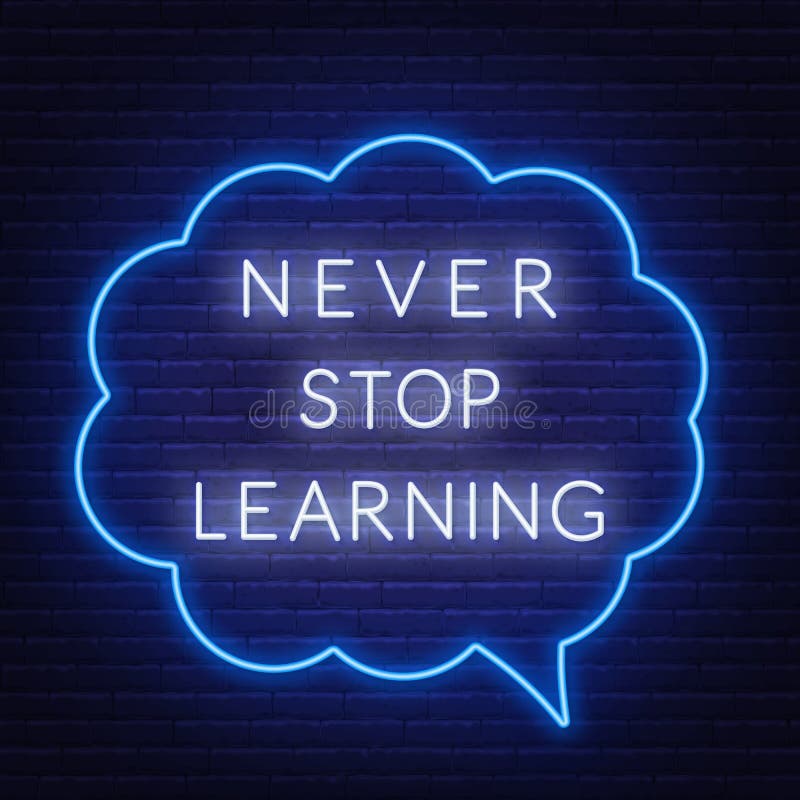 Learning neon sign stock illustration. Illustration of group - 115969256
