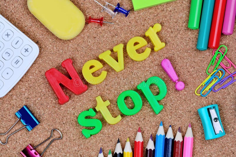 Never Stop Words Cork Background Stock Photos - Free & Royalty-Free ...