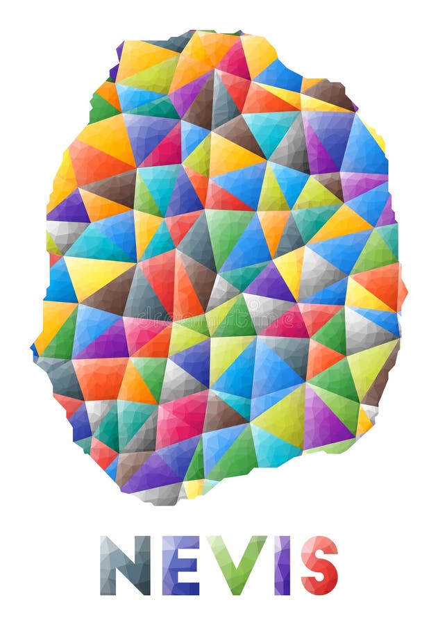 Nevis - Colorful Low Poly Island Shape. Stock Vector - Illustration of ...