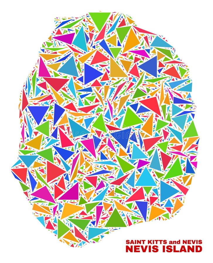 Nevis Island Map - Mosaic of Color Triangles Stock Vector ...