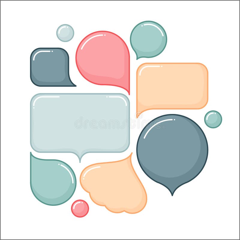 Set of Different Hand Drawn Volumetric Dialogue Cloud Stock Vector ...