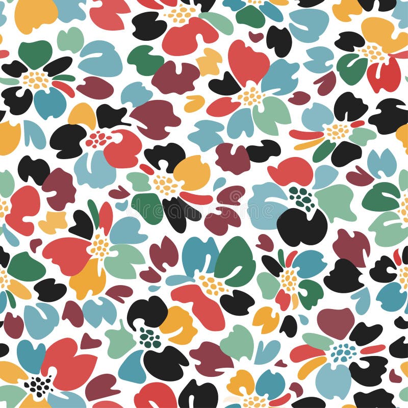 Vector Colorful Floral Pattern on a White Background Stock Vector ...