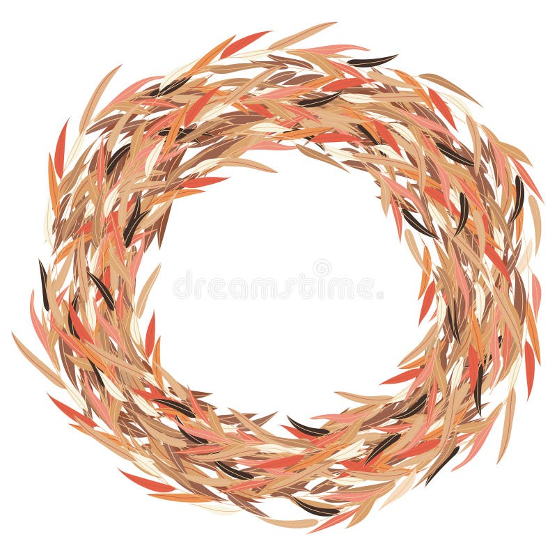 Round Frame of Colorful Leaves or Feathers on a White Background Stock ...