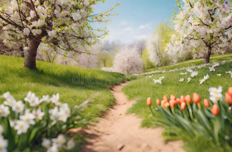 Spring Background Landscape Stock Illustration - Illustration of ...