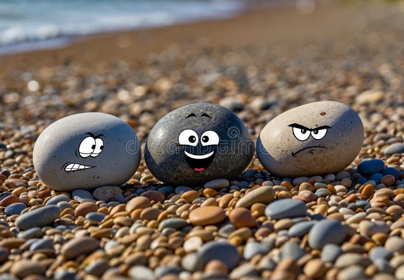 Beach Buds: Rock Trio with Funny Faces Stock Illustration ...