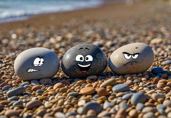 Beach Buds: Rock Trio with Funny Faces Stock Illustration ...