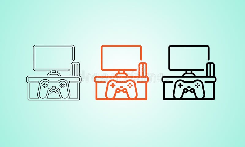 Gaming Setup with Console Screen and Controller Icon Elements Stock ...