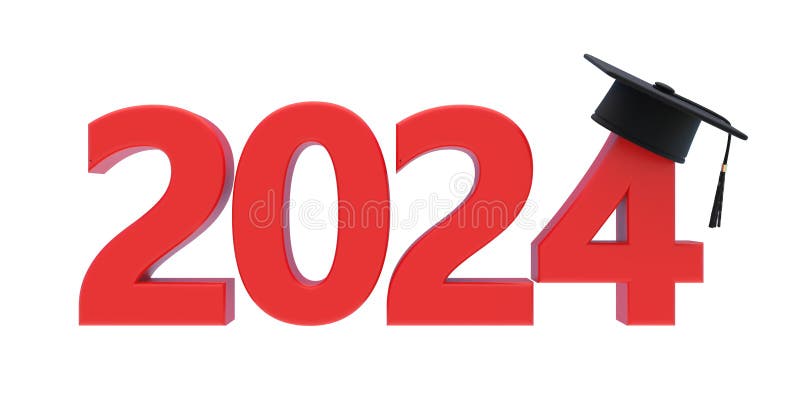 2024 New Academic Year, Class Graduation Isolated on White 3d Render ...