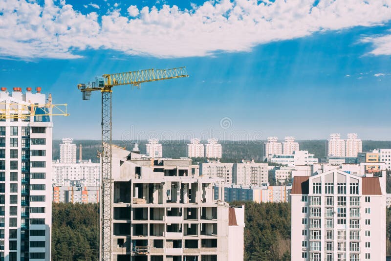 New Accommodation Concept. Amazing Bright Blue Sky Above Construction ...