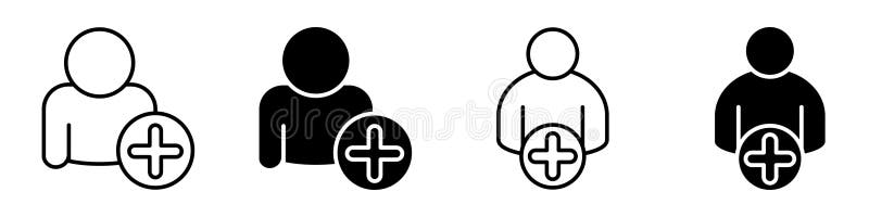 New Account Icons Versions Set in Black Flat and Line Style Stock ...