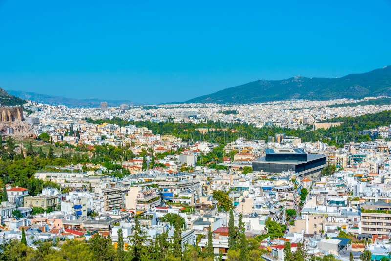 The New Acropolis Museum, View from Filopappos Hill Editorial Stock ...