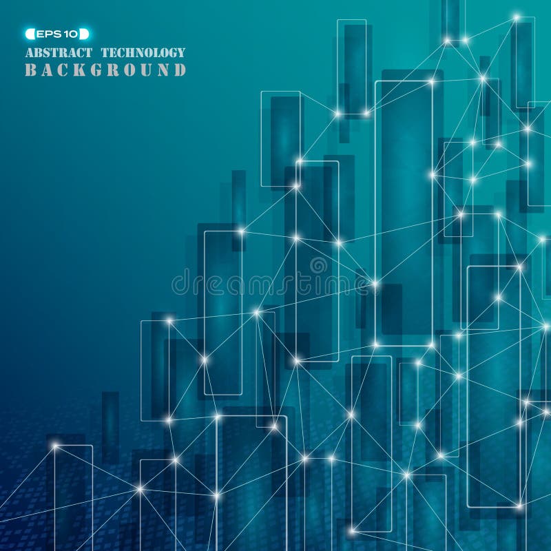 New Age of Crystal Blue Square Geometric Technology Patterns Background ...