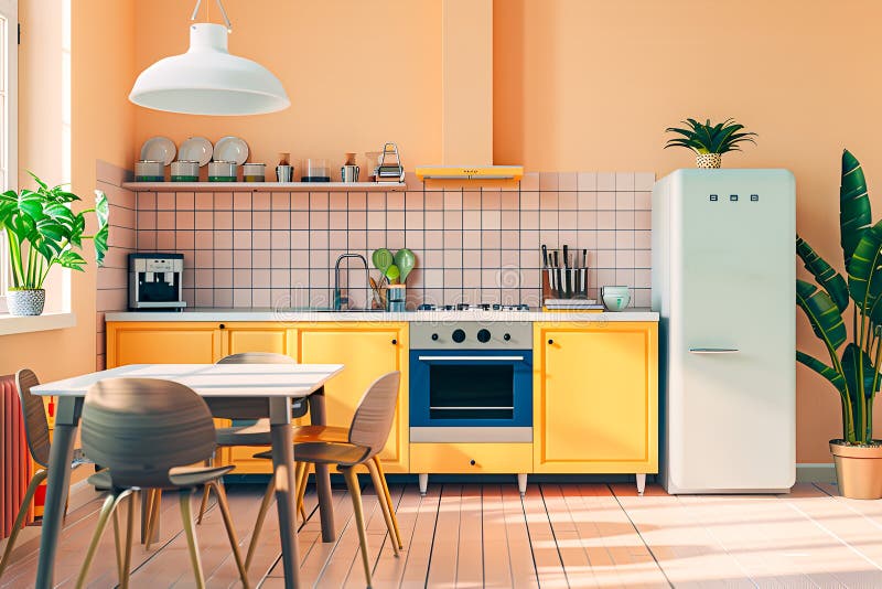 New Age Minimalism Interior of a Kitchen Stock Image - Image of dining ...