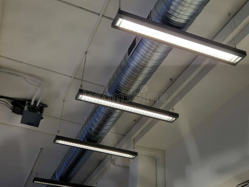 Industrial Lighting Ductwork Ceiling Air Pipe Ventilation And Fire