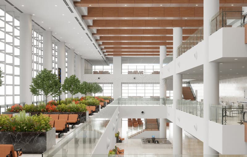 New Airport Terminal Design Stock Illustration - Illustration of inside ...