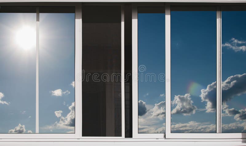 New Aluminum Frame with Sliding Windows for the Balcony Stock Photo ...