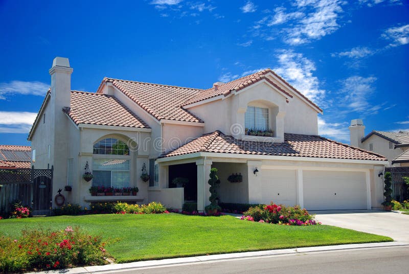 New yellow house stock photo. Image of clouds, deluxe - 5527730