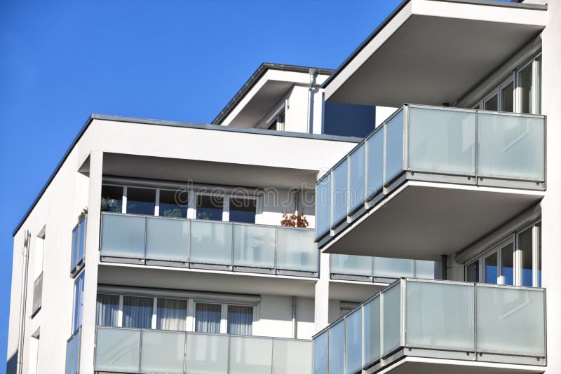 New Apartment with Balconies Stock Photo - Image of balconies, balcony ...