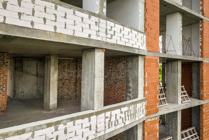 Rooms Interior of New Apartment Building Facade Under Construction ...
