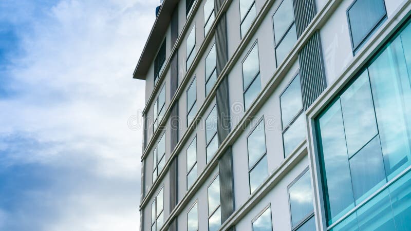 New Apartment Building Over Blue Sky,Low Angle Architectural Exterior ...
