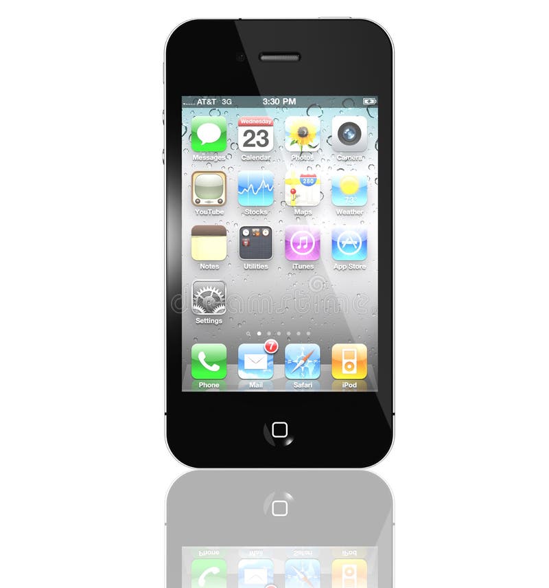 New Apple IPhone 4S with Icons Inside Editorial Photography ...