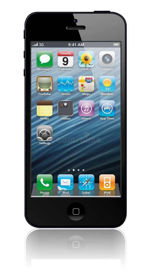 New Apple IPhone 5 with Icons Inside Editorial Image - Illustration of ...