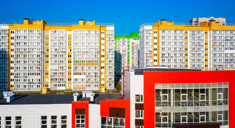 New Area with Panel Multi - Storey Buildings Painted in Different ...