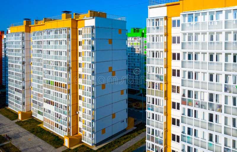 New Area with Panel Multi - Storey Buildings Painted in Different ...