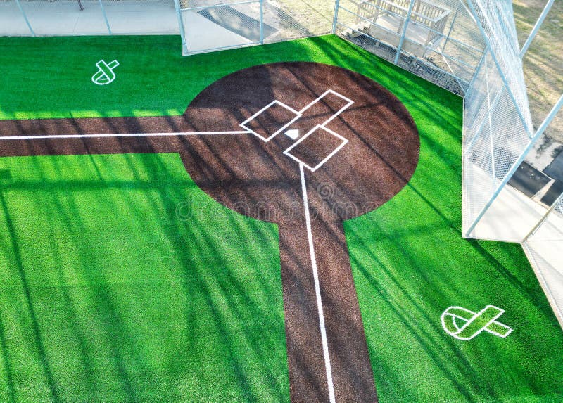 New Artificial Baseball Field with Turf Layout Viewed from Above during ...