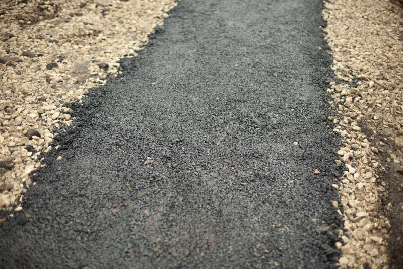 New Asphalt. Construction of Path in Park Stock Image - Image of lane ...