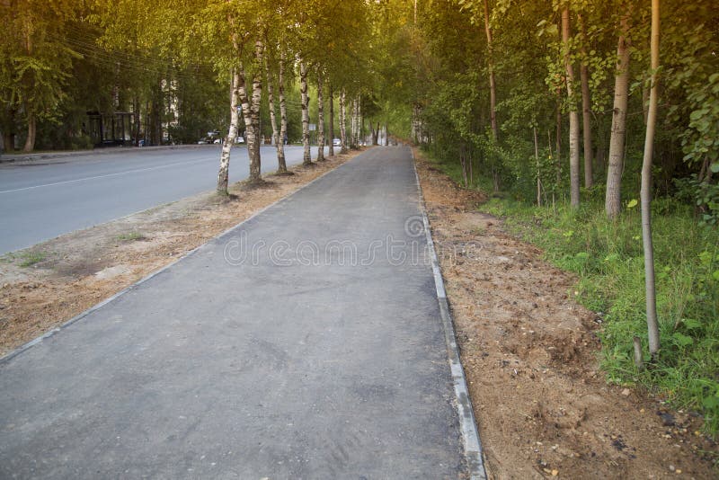 New Asphalt Paths for Pedestrians in the City Stock Image - Image of ...